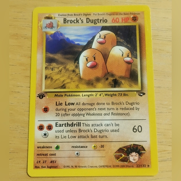 Pokemon | Toys | Mint Wotc St Edition Non Holo Brocks Dugtrio 22132 Gym ...